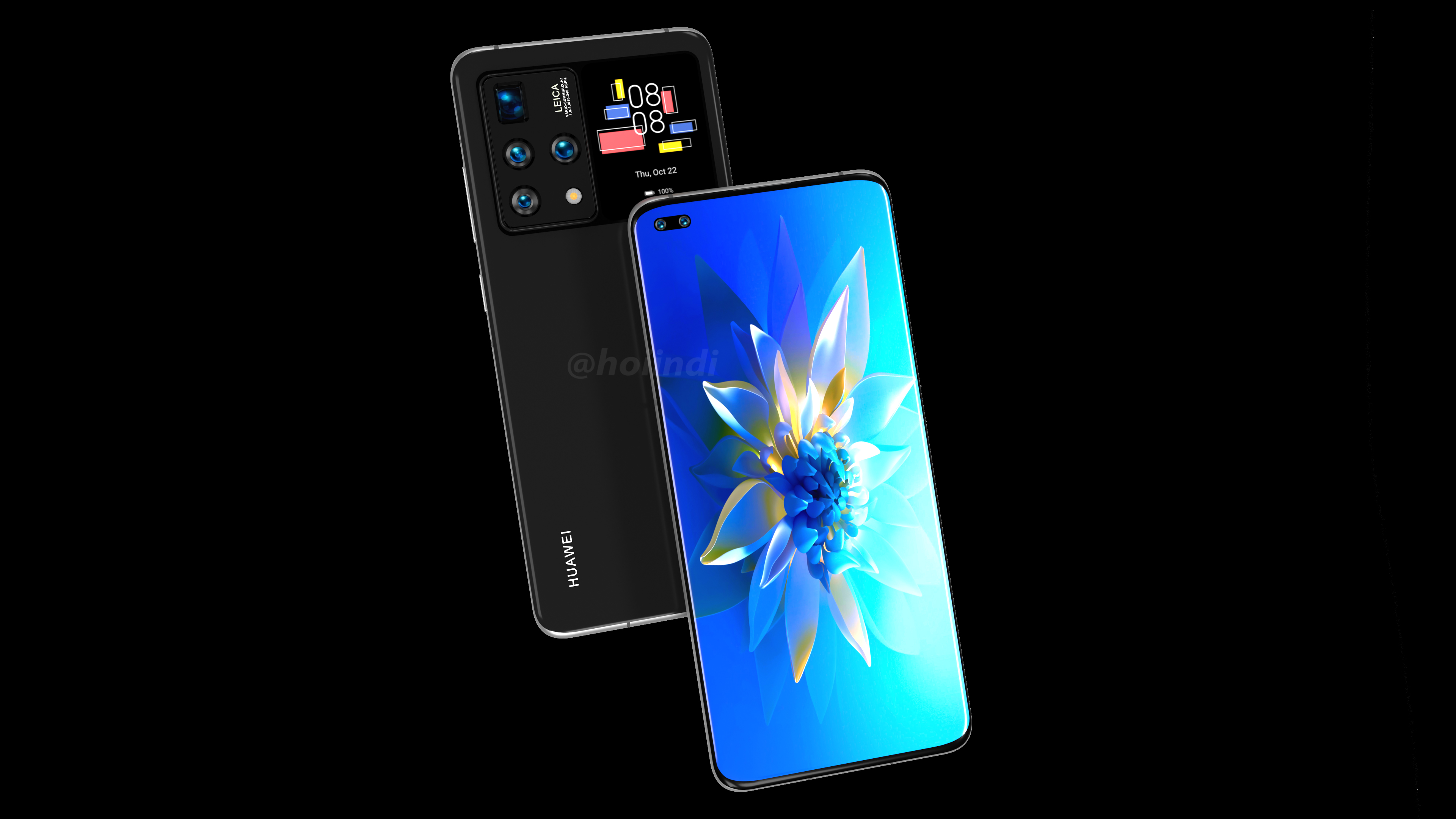 I rendering mostrano uno smartphone Huawei con una configurazione a ...