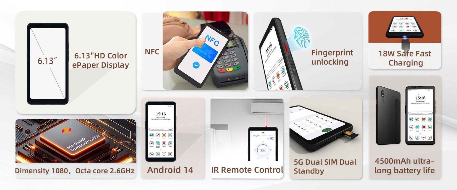 Smartphone compatto E-Ink con display a colori, NFC e 5G: Bigme ...